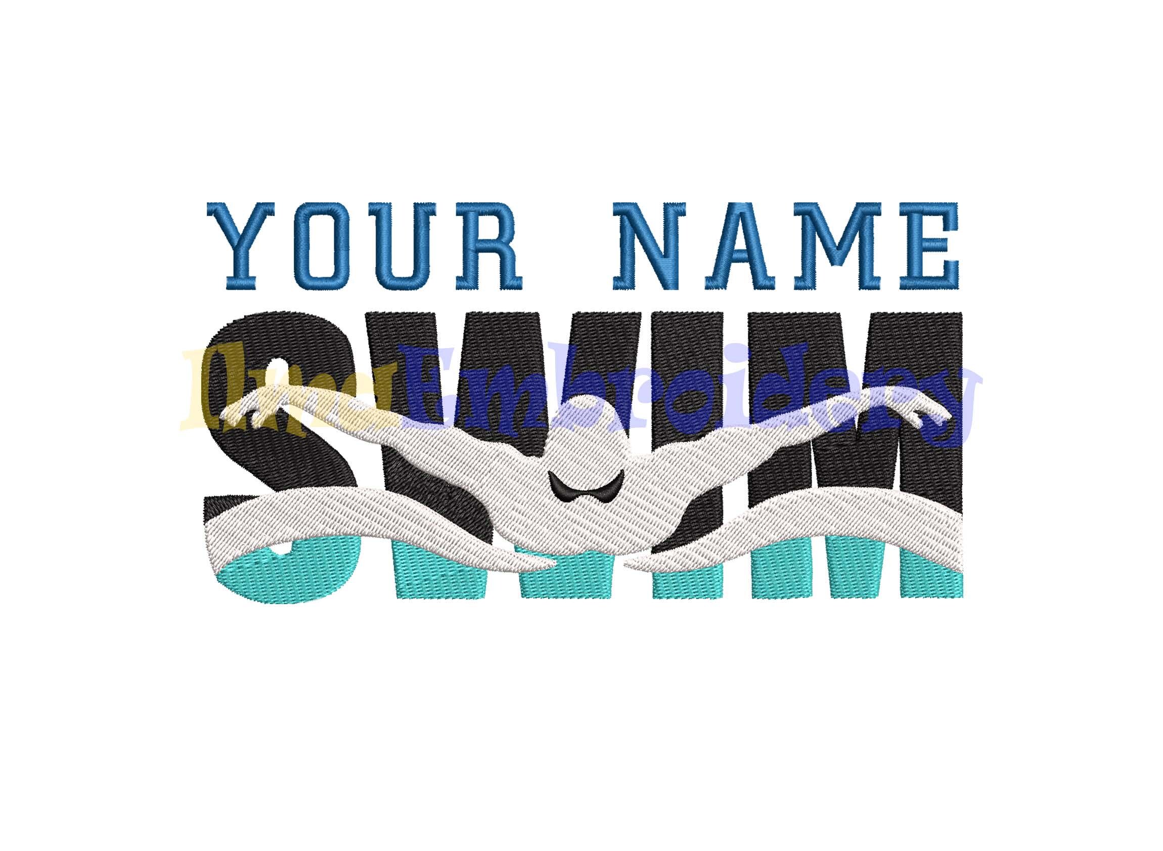 Swim Embroidery Design: Sport Machine Embroidery File (instant Download ...