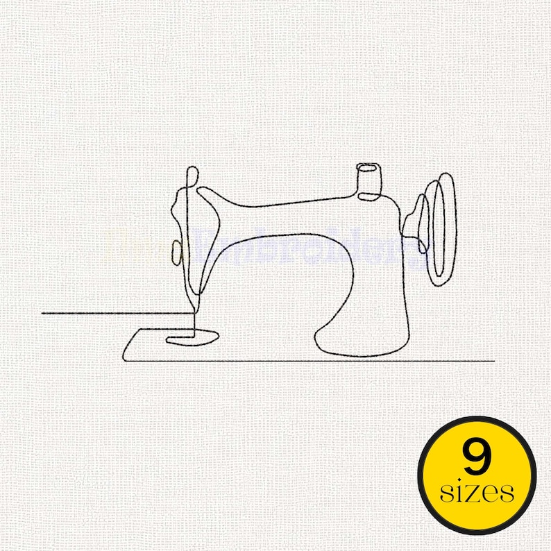 Sewing Machine Line Art Embroidery Design, Modern Stitch Pattern ...