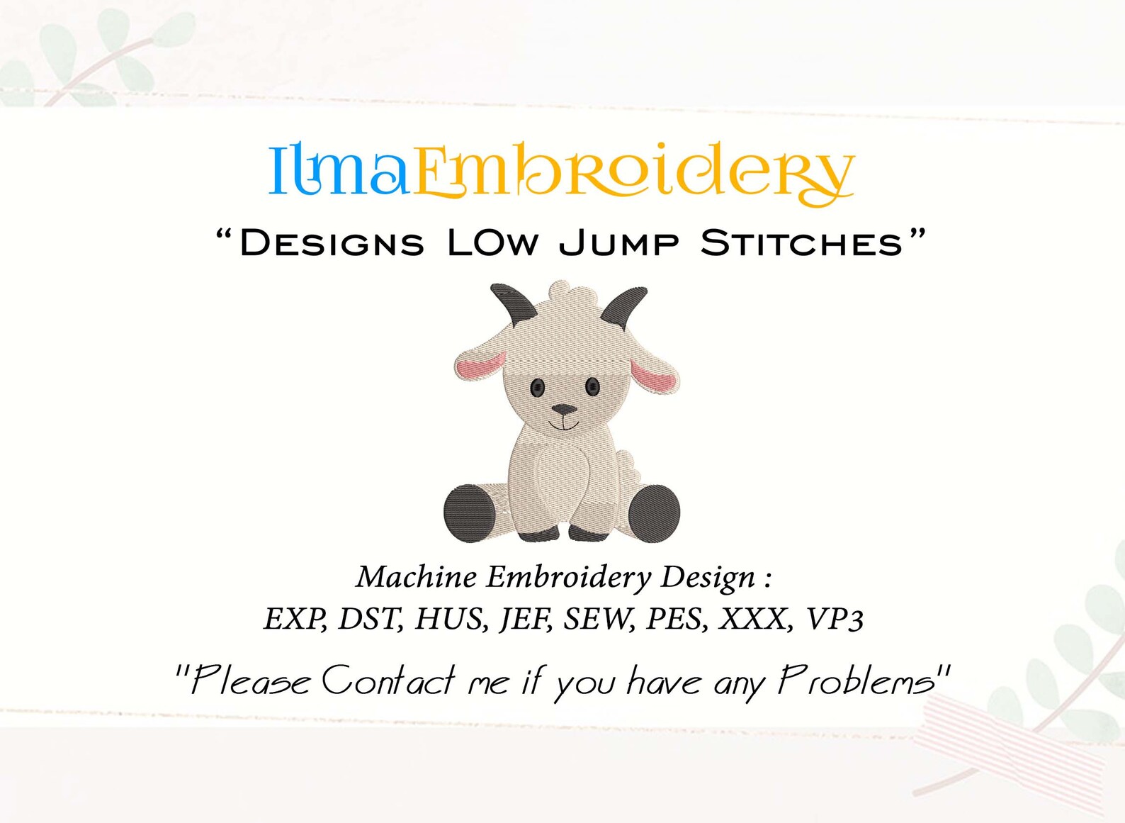 Baby Goat Embroidery Design, 4 Sizes (digital Download) - Etsy