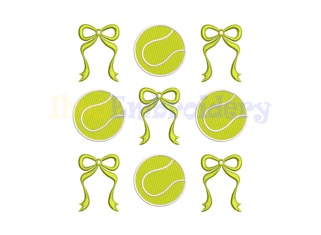 Coquette Tennis Ball Embroidery Design: Sport Bows (digital Download ...