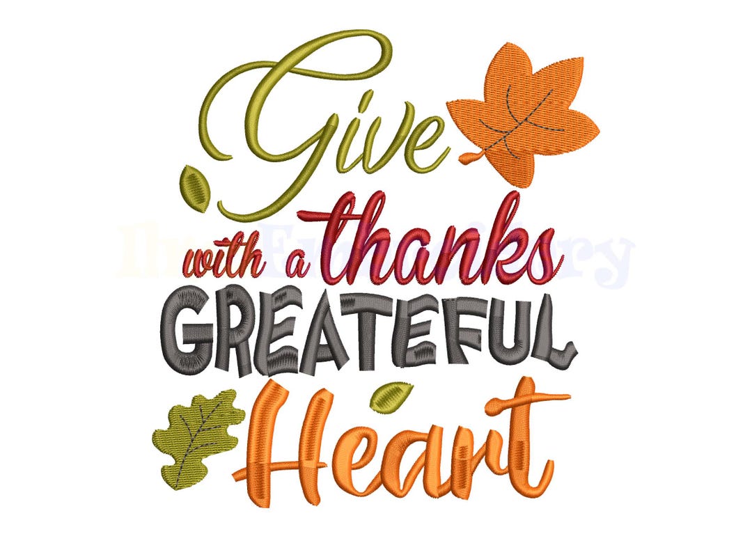 Grateful Heart Embroidery Design: Thanksgiving Machine Pattern (instant ...