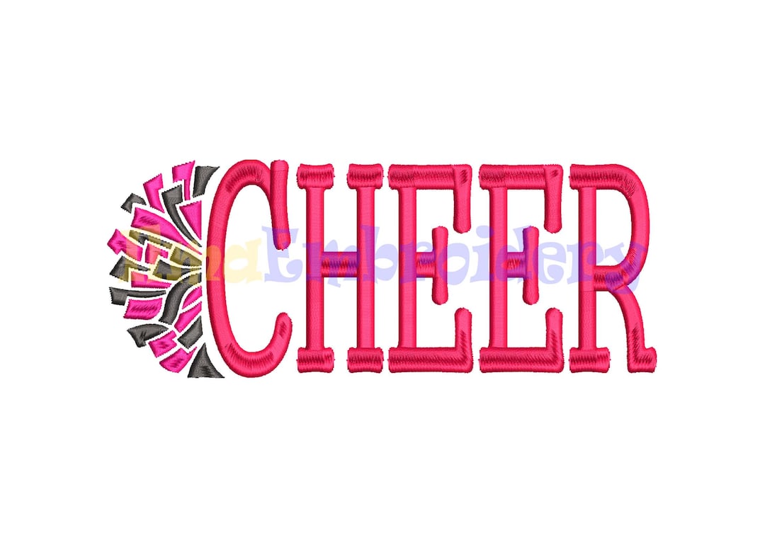 Cheer Pom Pom Embroidery Design: Cheerleading Spirit (instant Download ...