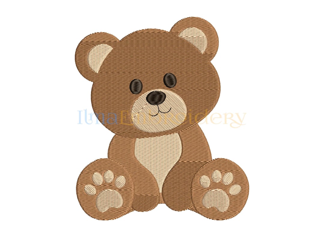 Sitting Teddy Bear Embroidery Design, Bear Embroidery Design, Animal ...