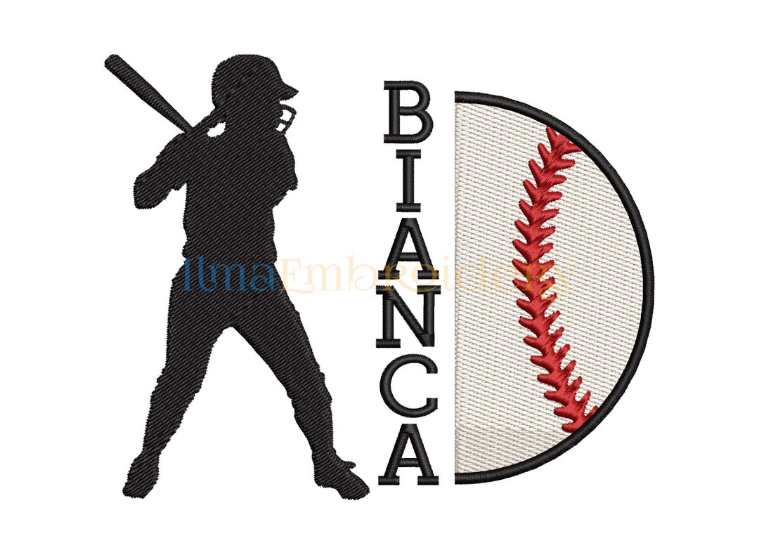 Split Name Baseball Embroidery Design, Baseball Players Embroidery ...