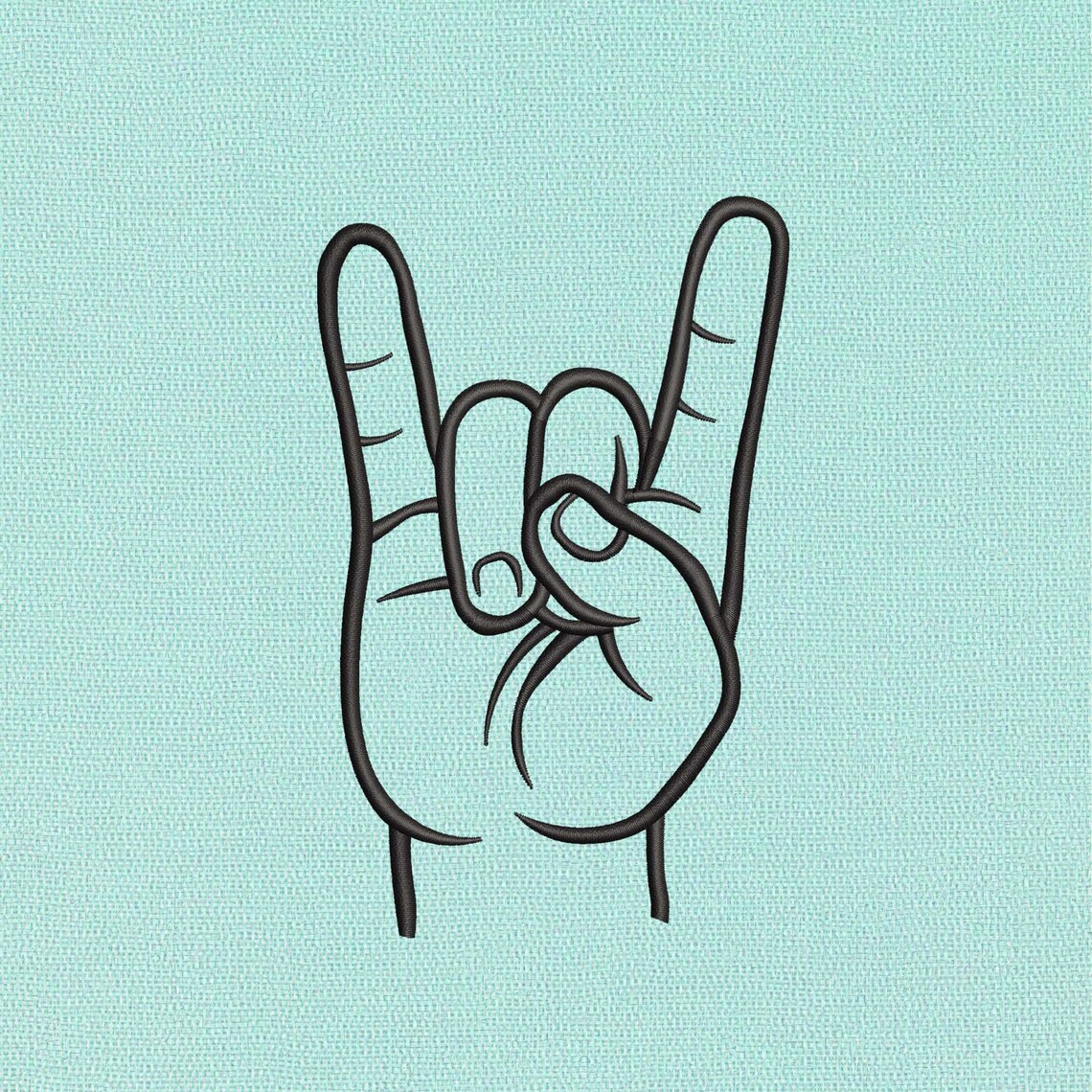 Rock Hand Embroidery Design, Rock on Hand Gesture Machine Embroidery ...