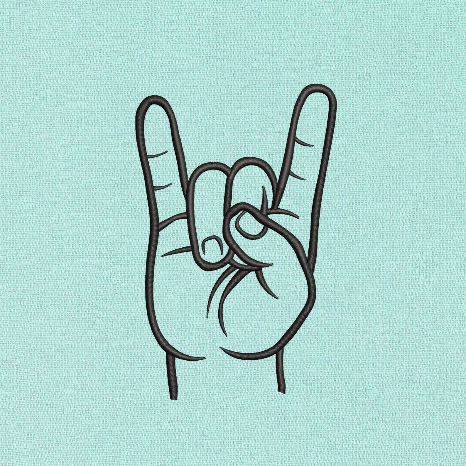 Rock Hand Embroidery Design, Rock on Hand Gesture Machine Embroidery ...