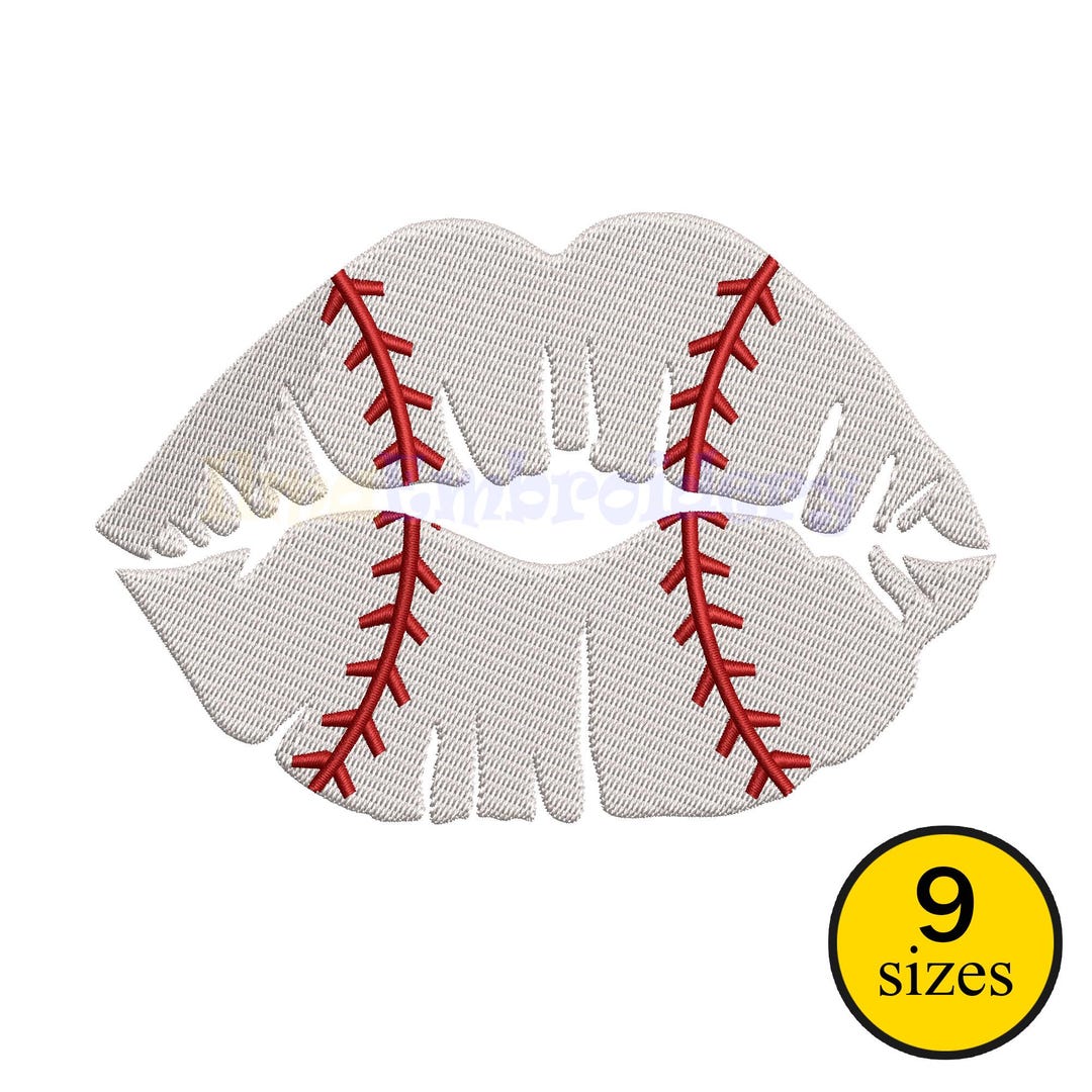 Baseball Lips Embroidery Design: Baseball Mom Stitch File (instant ...