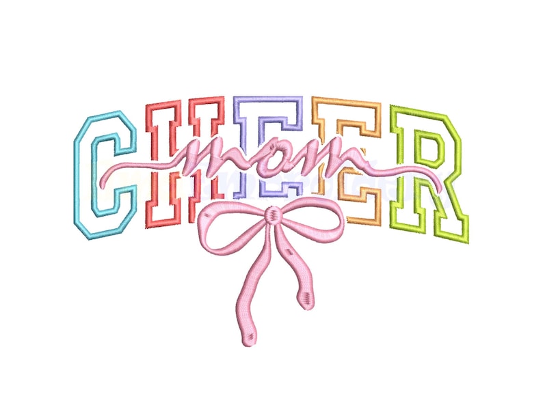 Cheer Mom Embroidery Design: Coquette Bow, 4 Sizes (PES DST Files ...