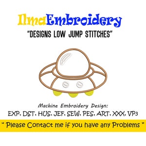 Alien Spaceship Applique Embroidery Design: UFO Flying Saucer (4 Sizes ...