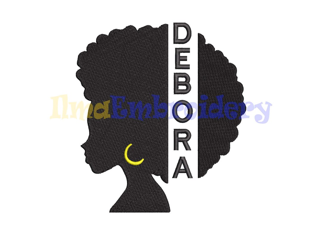Afro Woman Split Name Embroidery Design, 4 Sizes (machine Embroidery ...