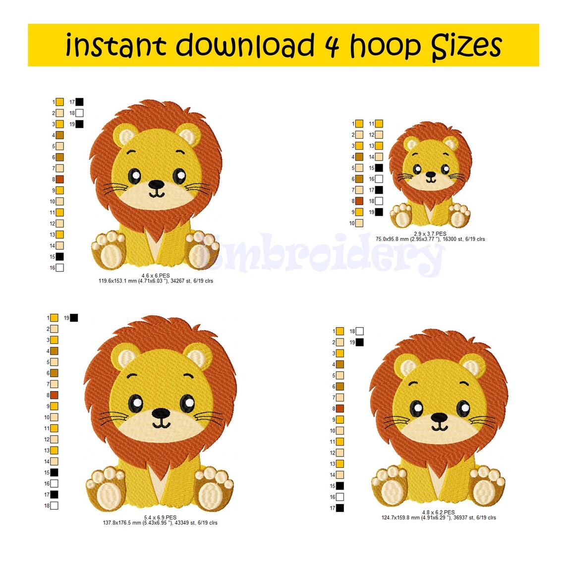 Lion Embroidery Design, Safari Animal (instant Download) - Etsy