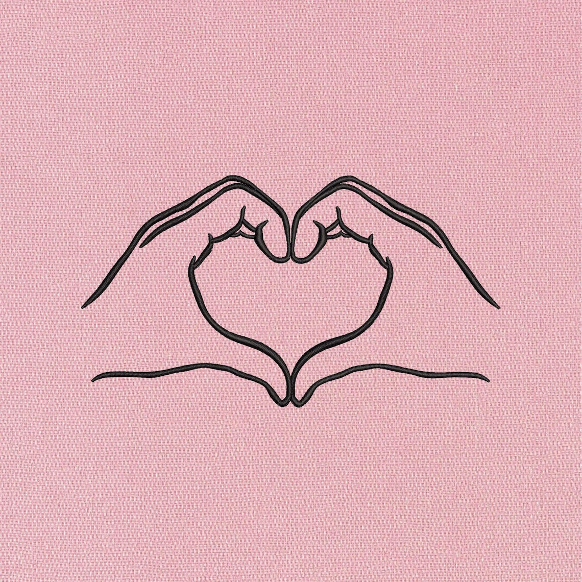 Heart Hands Embroidery Design, Love Hand Gesture Line Art, Romantic ...