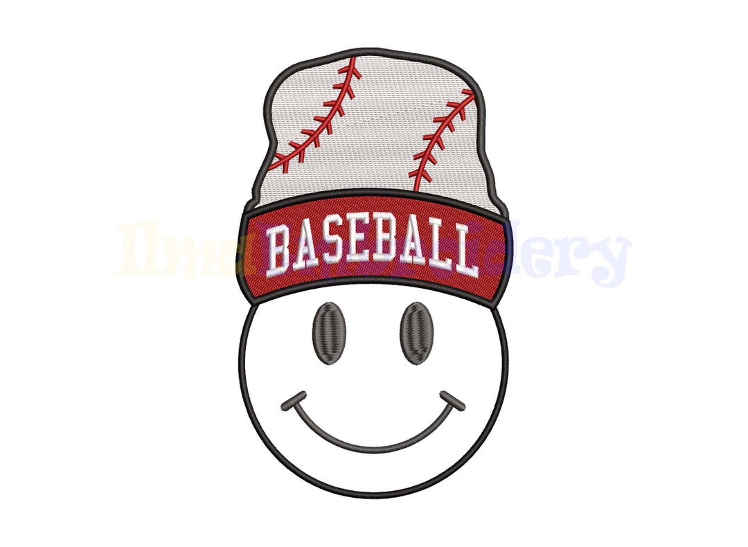 Baseball Smile Applique Embroidery Design, Baseball Embroidery Design ...