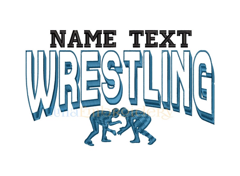 Wrestling Name Text Embroidery Design, 4 Sizes (pes, Vp3, Dst, Xxx, Jef ...