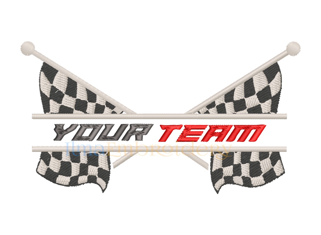 Split Name Racing Flags Embroidery Design, Racing Flag Embroidery ...