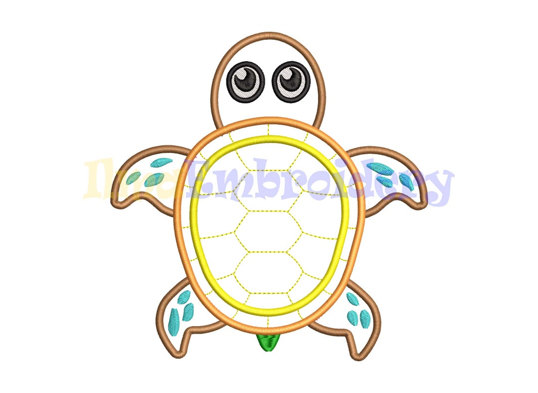 Turtle Applique Embroidery Design, Turtle Embroidery Design, Animal ...