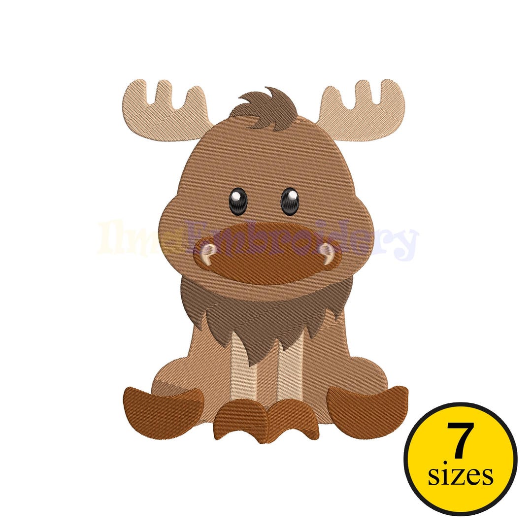 Baby Moose Embroidery Design: Safari Animal Applique (digital Download ...