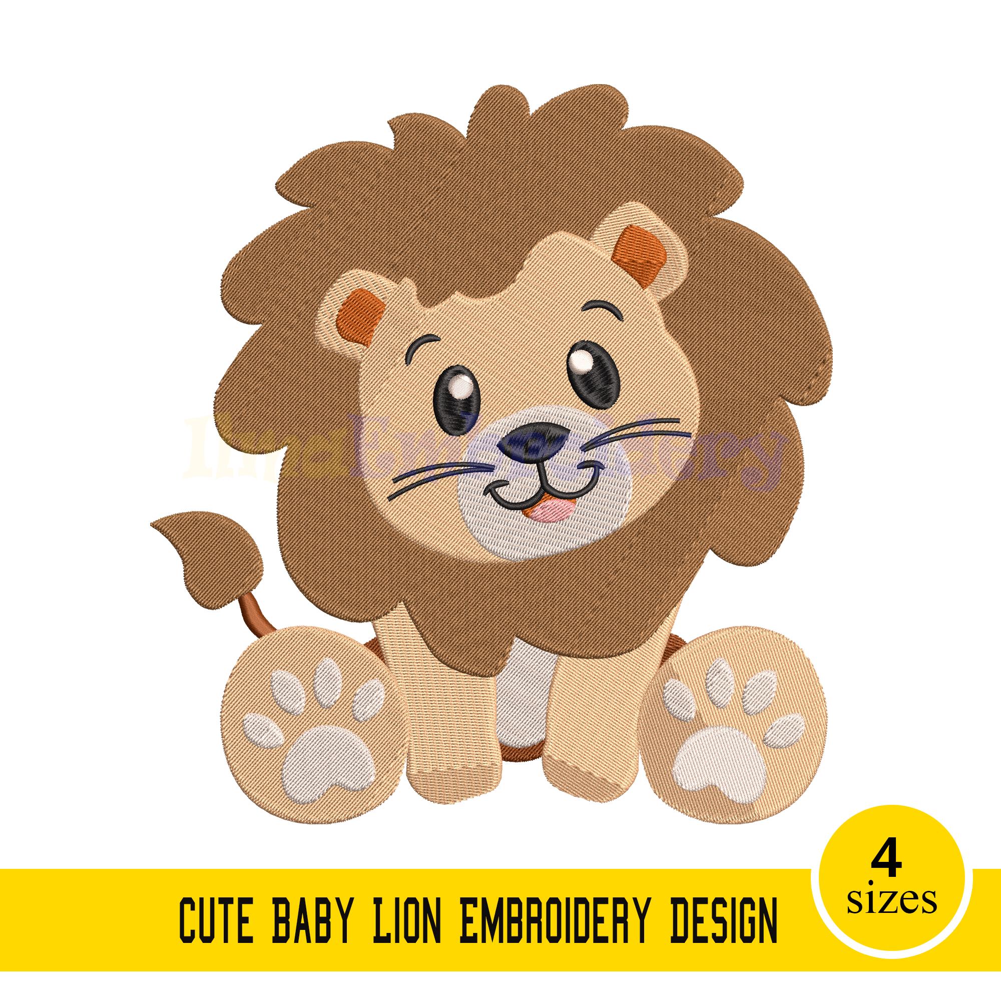 Cute Baby Lion Embroidery Design, Safari Animal File (instant Download ...