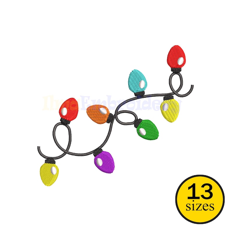 Christmas Lights Embroidery Design: Festive Holiday String (digital ...