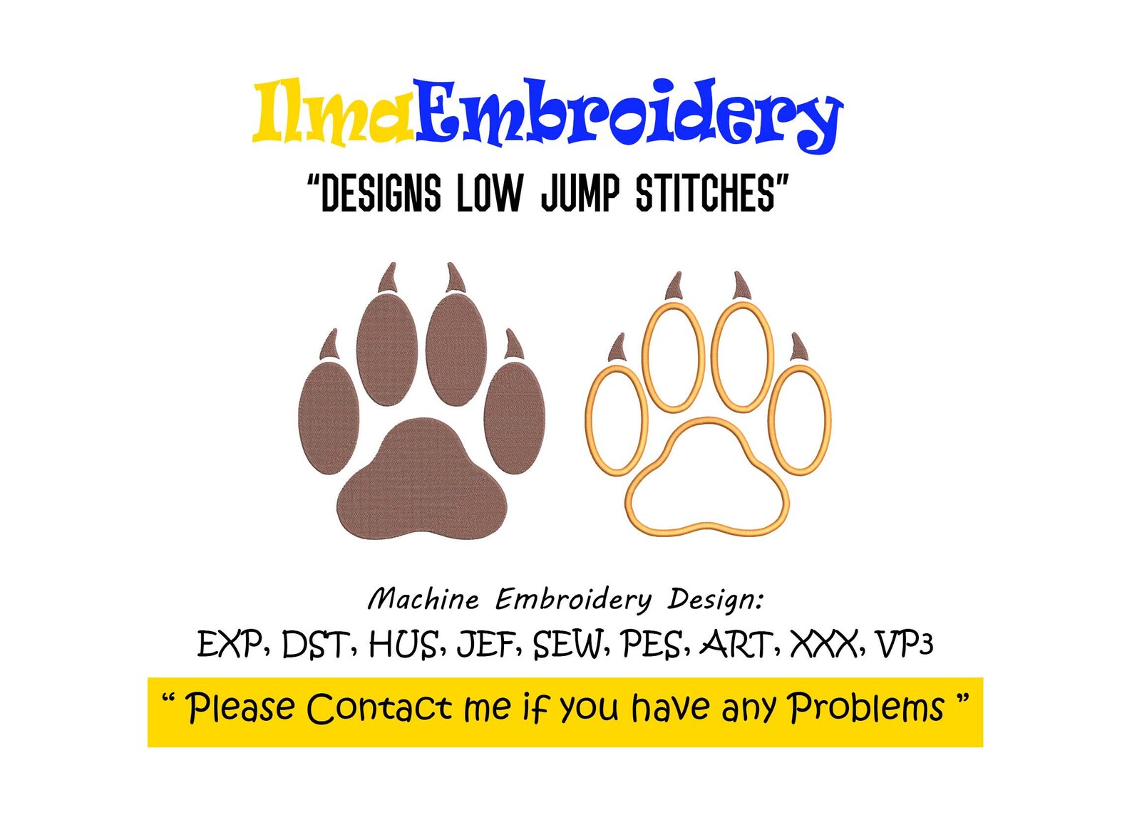 Paw Applique Embroidery Design: Dog Cat Paw Print Stitch File (instant ...