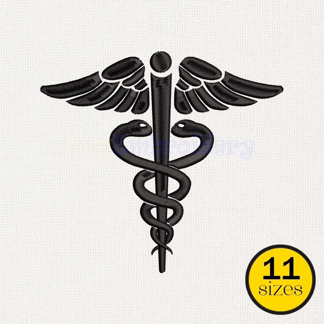 Medical Caduceus Embroidery Design, Nurse Symbol Machine Embroidery ...