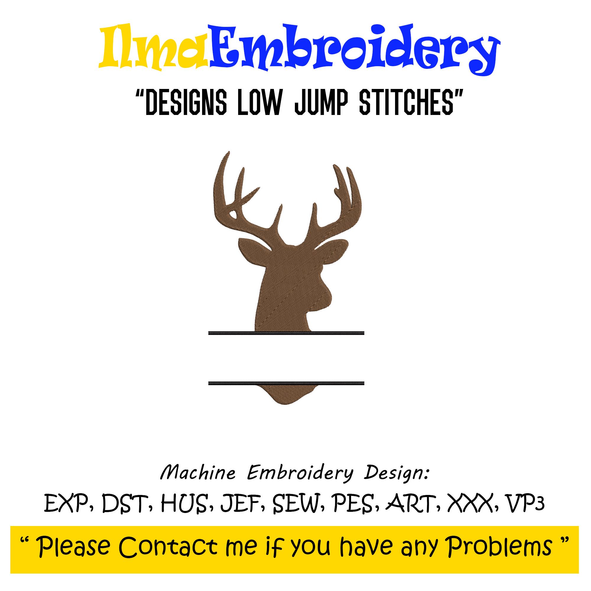 Split Deer Embroidery Design, Hunting Buck Embroidery File, Digital ...