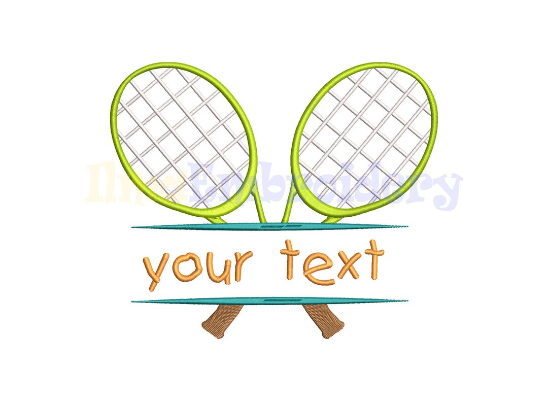 Tennis Rackets Split Text Embroidery Design | Sports PES DST Files ...