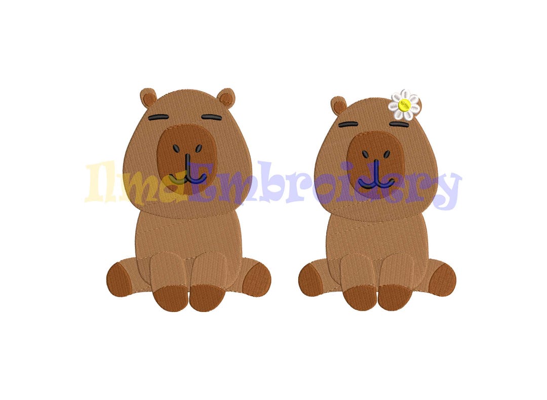 Capybara Embroidery Design - Cute Animal Machine Embroidery File - Baby ...