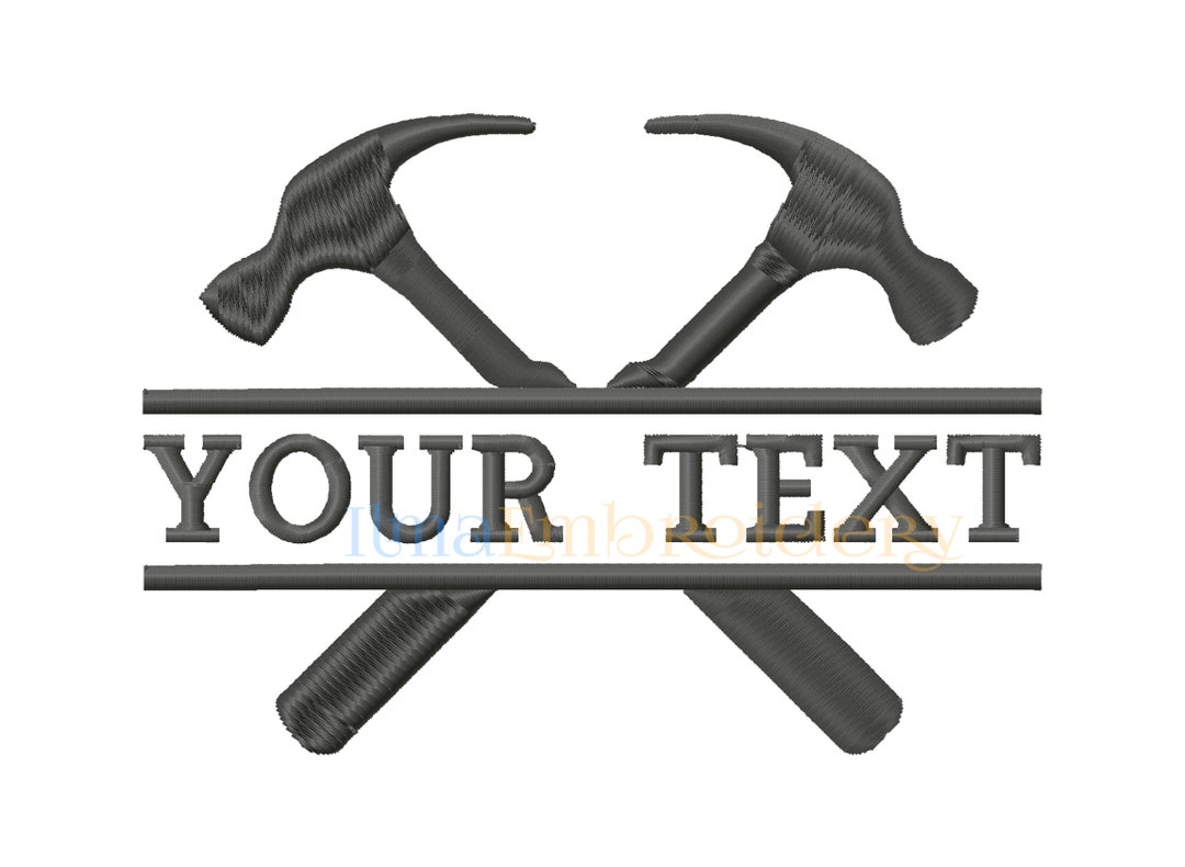 Crossed Hammers Split Monogram Embroidery Design, Monogram Machine ...