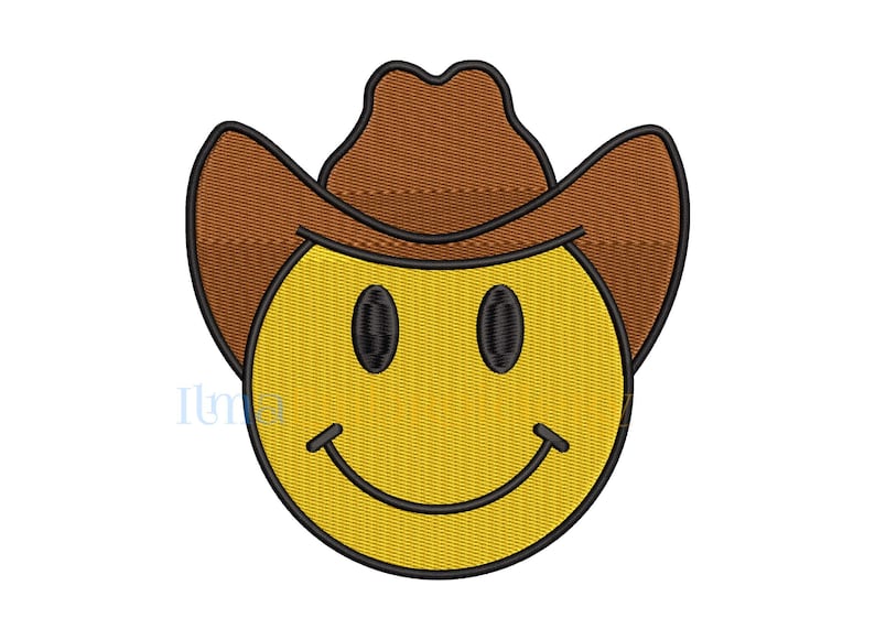 Cowboy Hat Smiley Face Embroidery Design Smiley Embroidery - Etsy