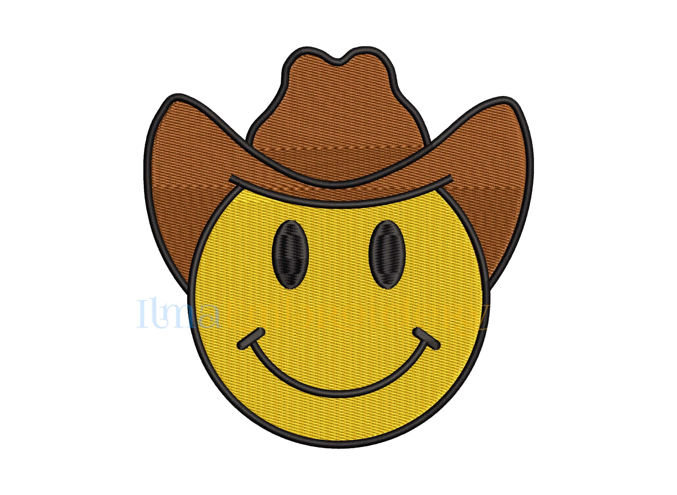 Cowboy Hat Smiley Face Embroidery Design Smiley Embroidery - Etsy