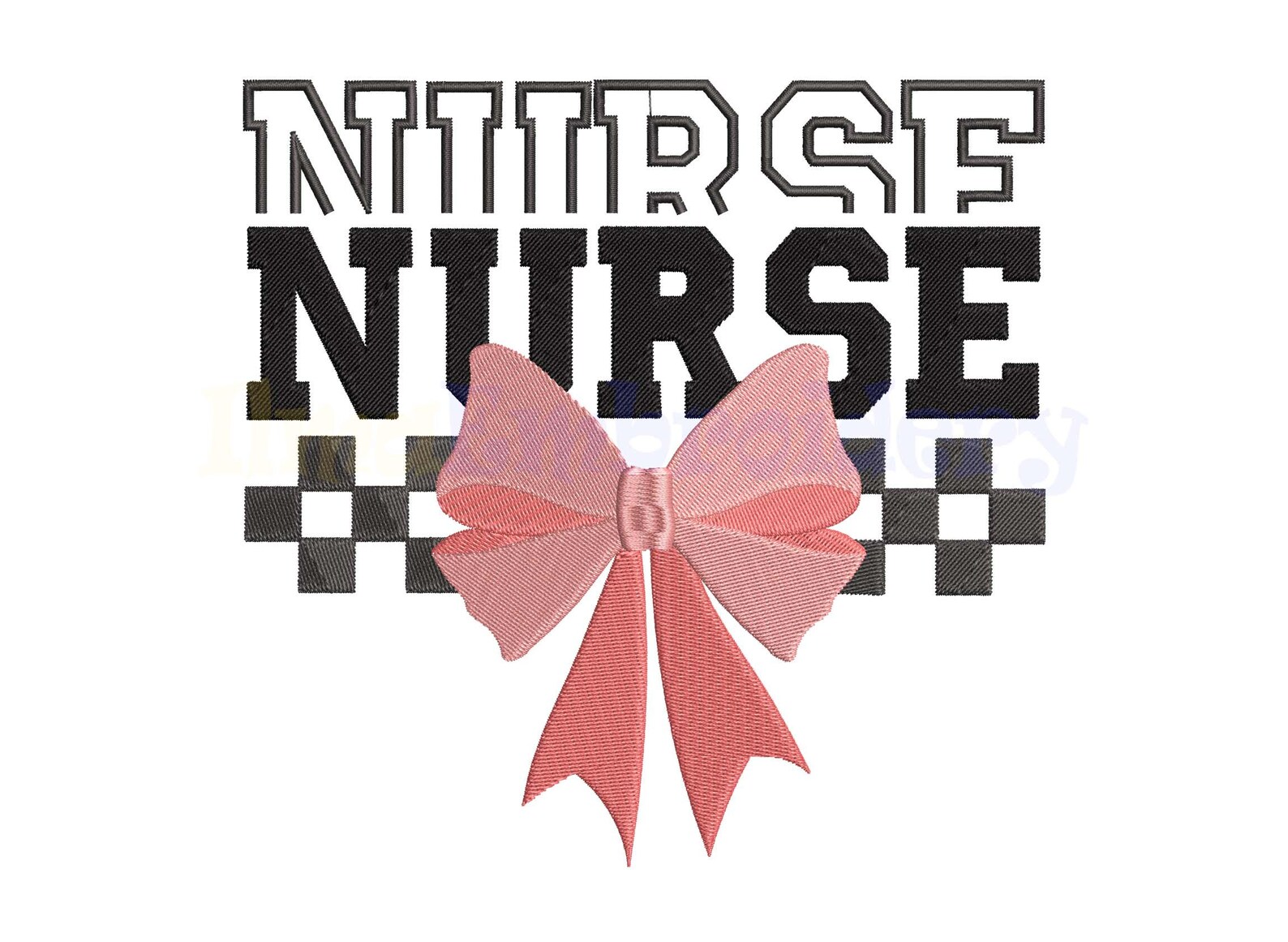 Nurse Checkered Bow Embroidery Design: Medical PES DST Files (instant ...