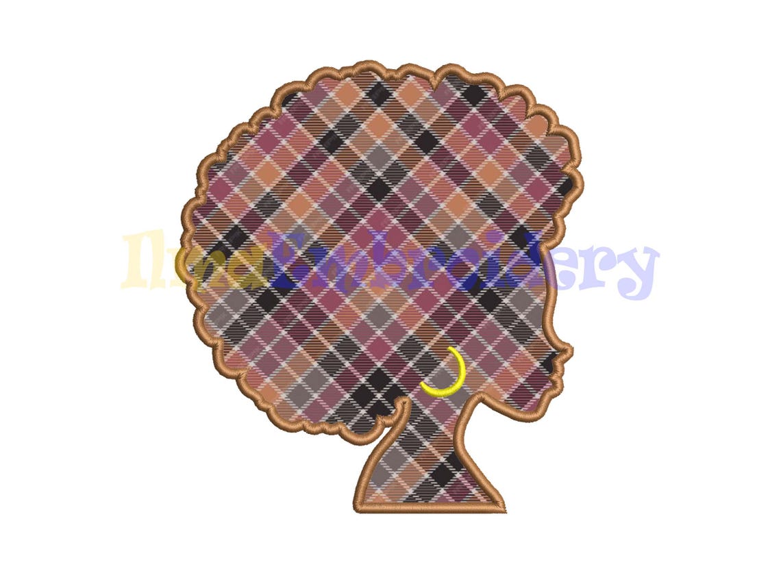 Afro Woman Applique Embroidery Designs: Elegant Patterns (4 Sizes) - Etsy
