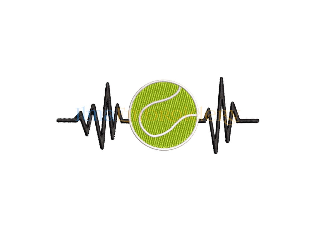 Tennis Ball Heartbeat Embroidery Design: Sport Embroidery (digital ...
