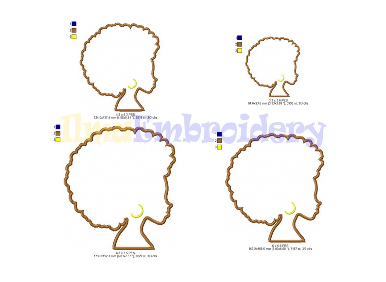 Afro Woman Applique Embroidery Designs: Elegant Patterns (4 Sizes) - Etsy