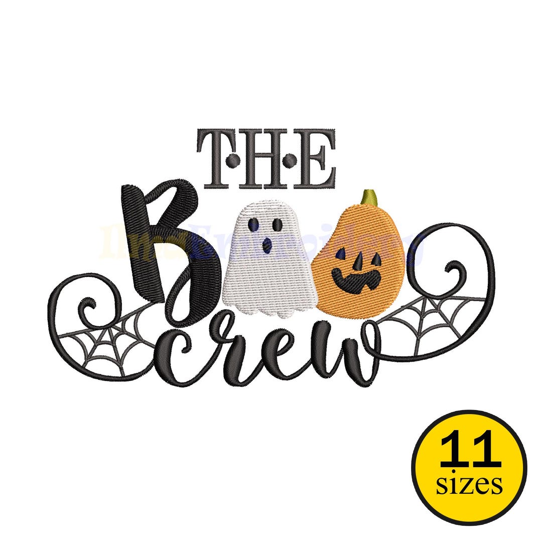 Boo Crew Embroidery Design: Halloween Ghost, Spooky Pumpkin (instant ...