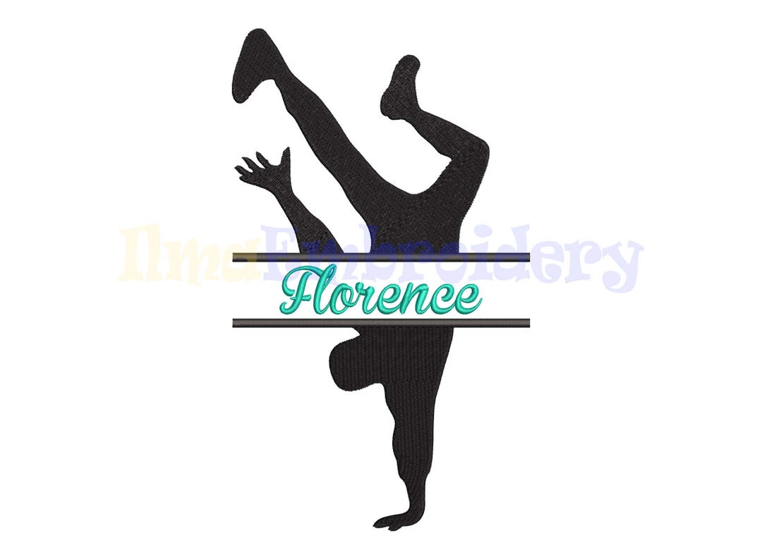 Breakdance Split Name Embroidery Design, Custom Dance Style Embroidery ...