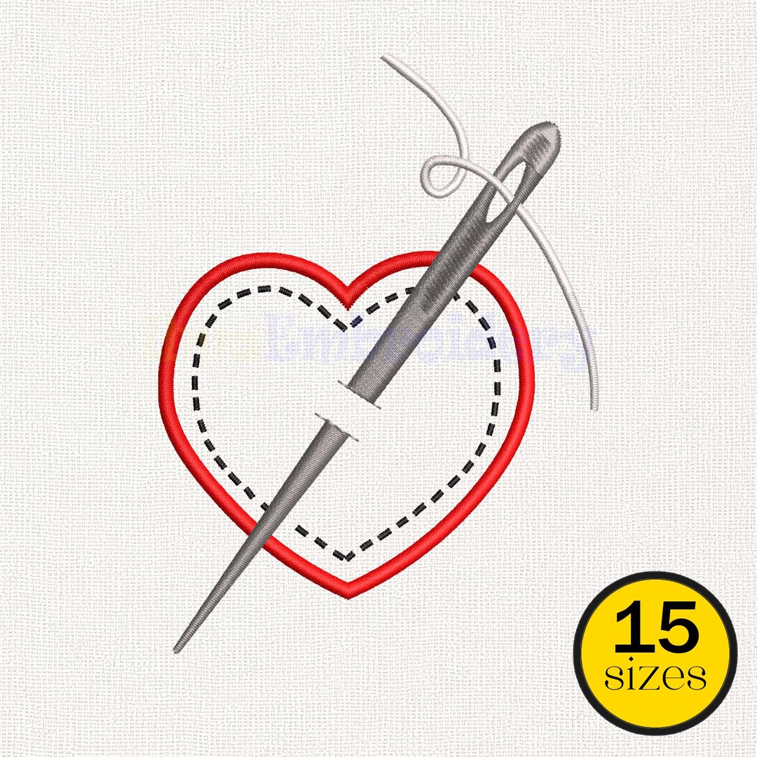 Sewing Needle Heart Embroidery Design, Tailor Gift (digital Download ...