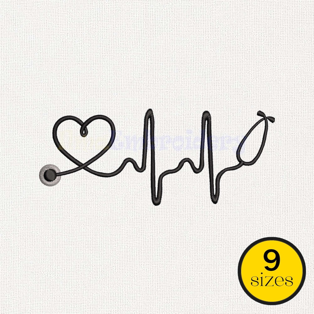 Nurse Stethoscope Heartbeat Embroidery Design (digital Download) - Etsy