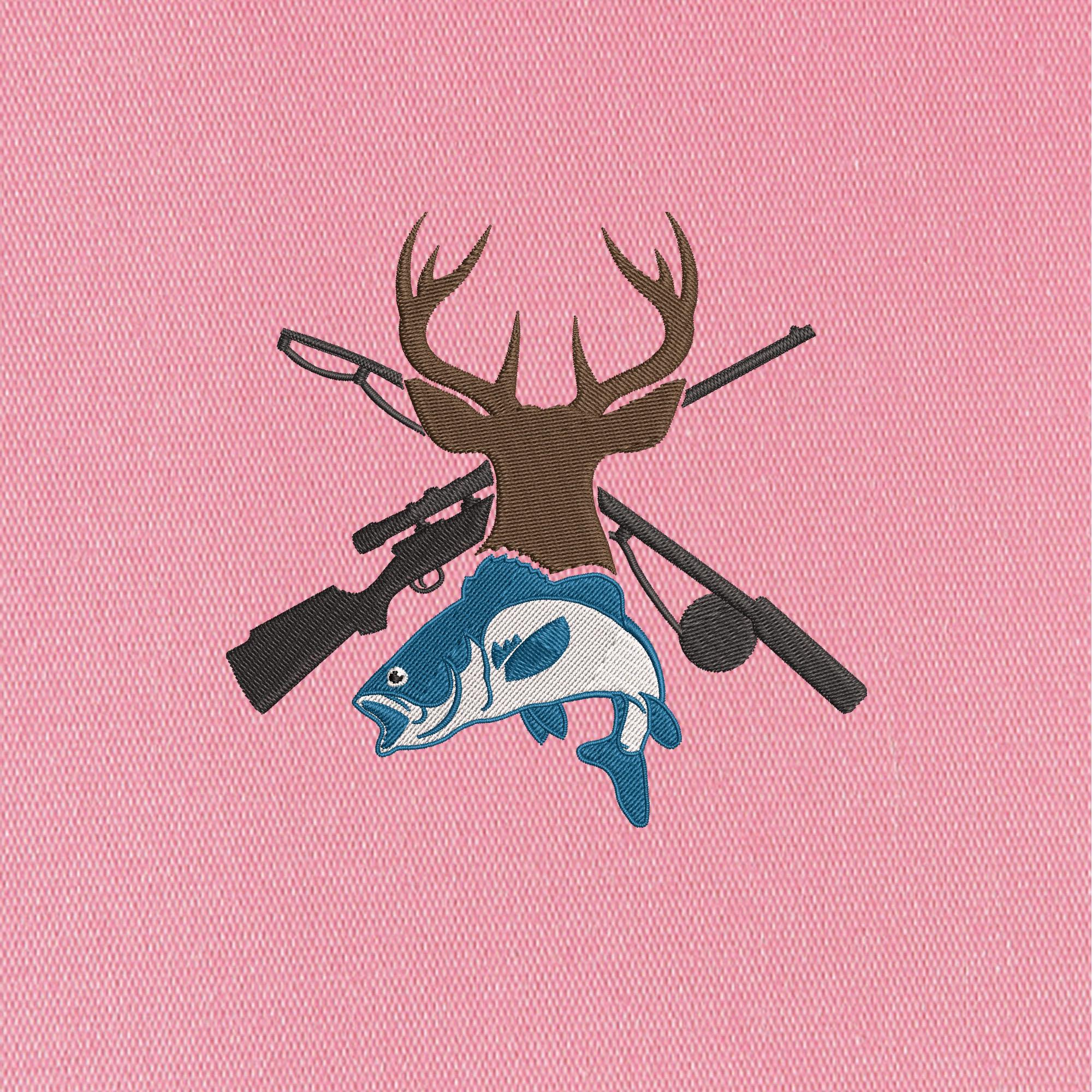 Deer & Fish Embroidery Design: Hunter Silhouette (digital Download, 8 ...