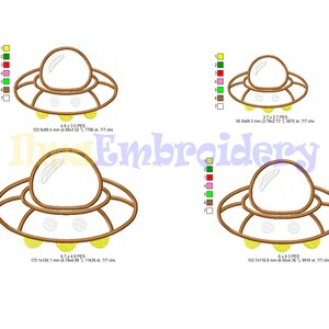 Alien Spaceship Applique Embroidery Design: UFO Flying Saucer (4 Sizes ...
