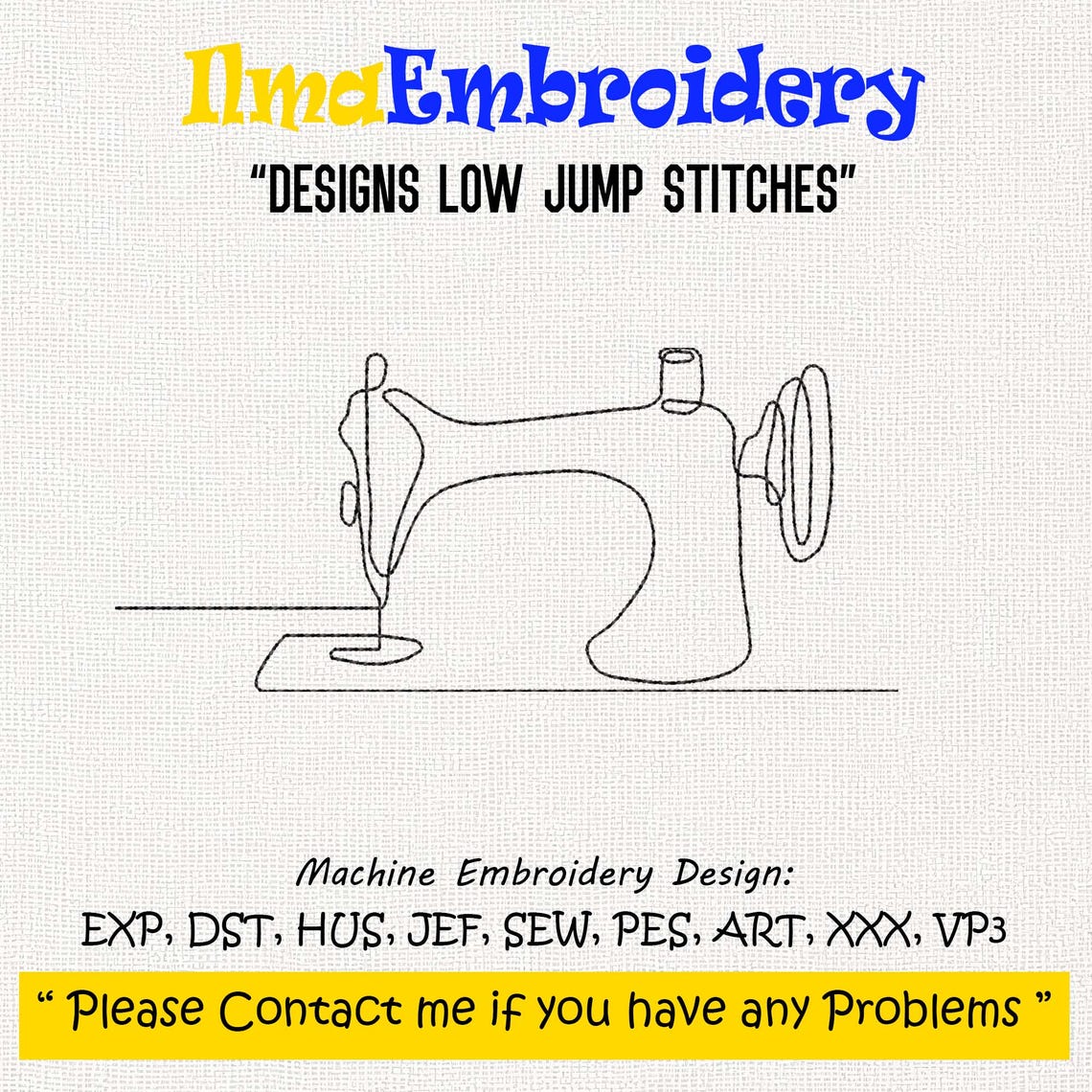 Sewing Machine Line Art Embroidery Design, Modern Stitch Pattern ...