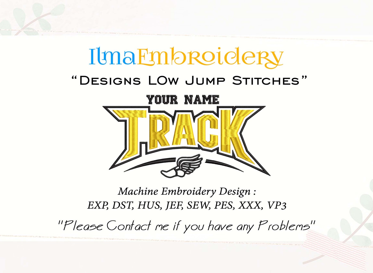 Track Name Text Embroidery Design: Sports Embroidery (4 Sizes) - Etsy