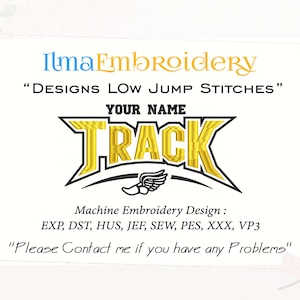 Track Embroidery Design Name Text, Machine Embroidery Designs, Sports ...