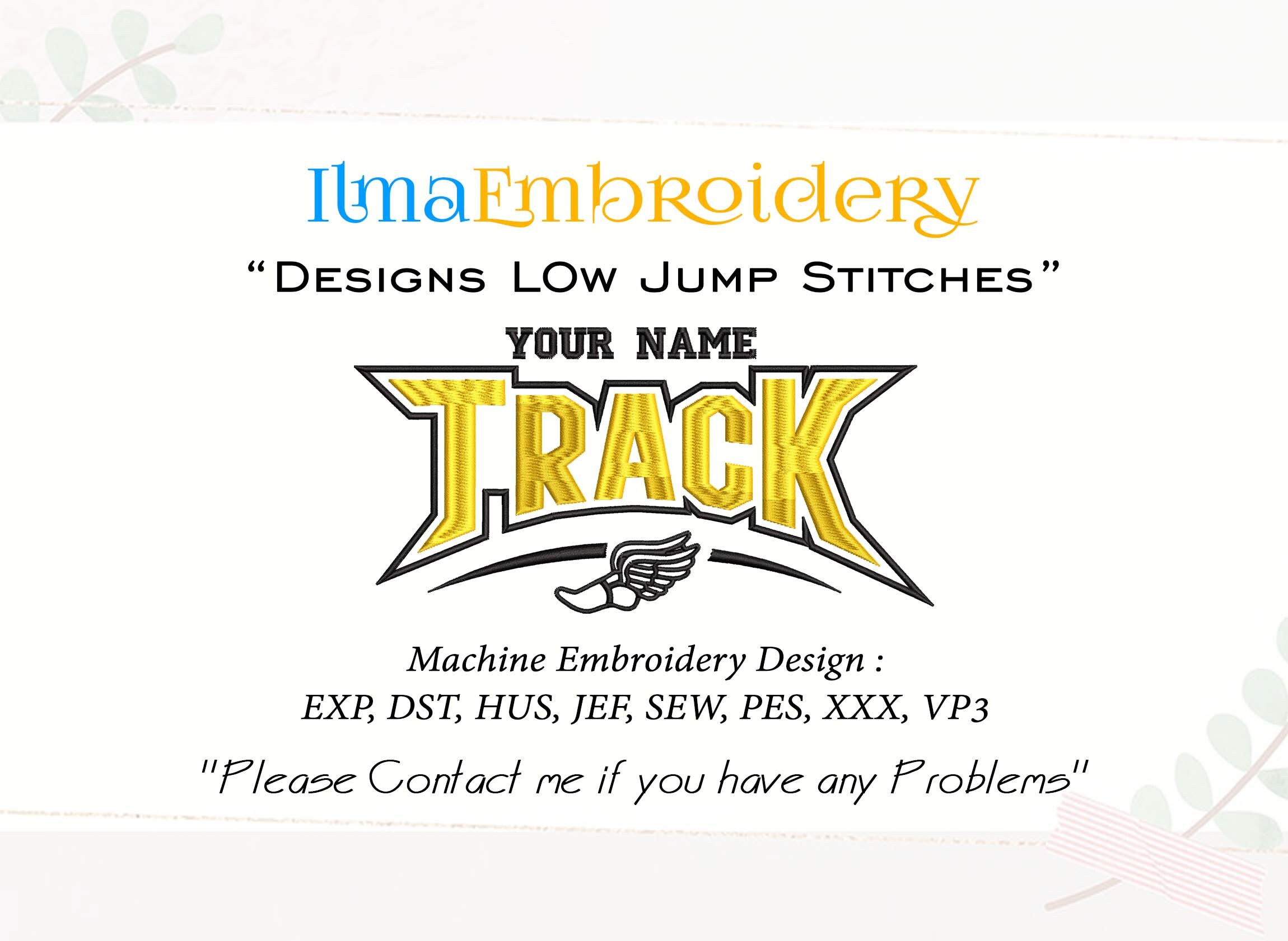 Track Name Text Embroidery Design: Sports Embroidery (4 Sizes) - Etsy