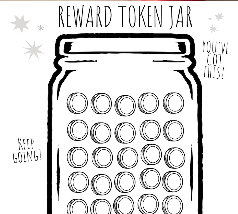 Reward Chart Token Jar Coloring Sticker Motivation - Etsy