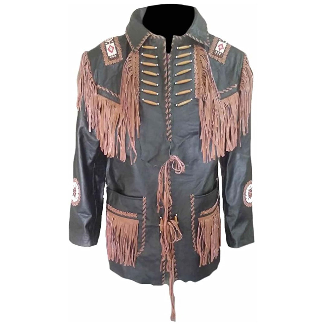 Men's Western Fringed Real Leather Jacket - Etsy