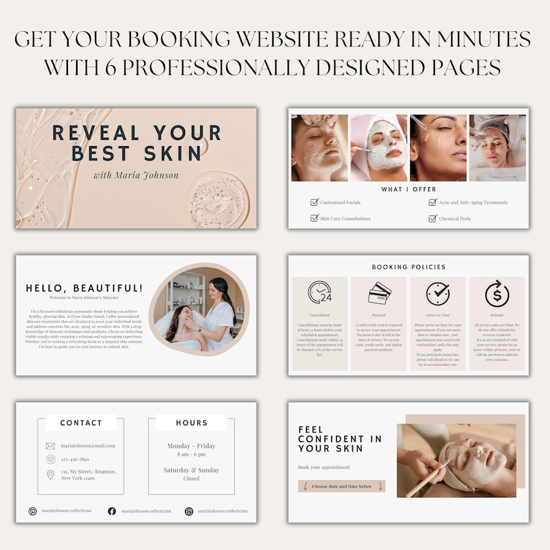 Esthetician Acuity Scheduling Template, Skincare Website Canva Banner ...