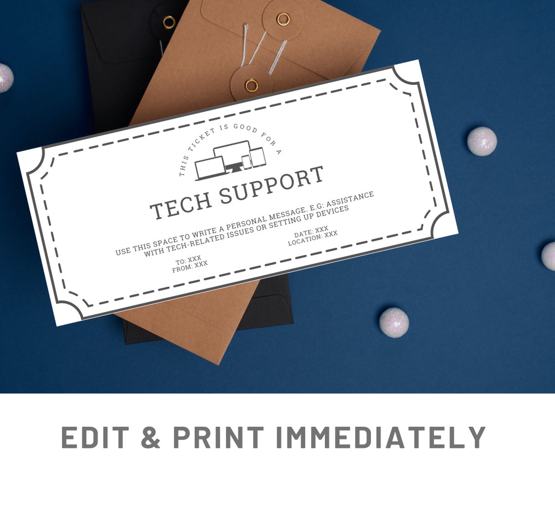 Tech Support Gift Coupon Template (canva Editable) - Etsy