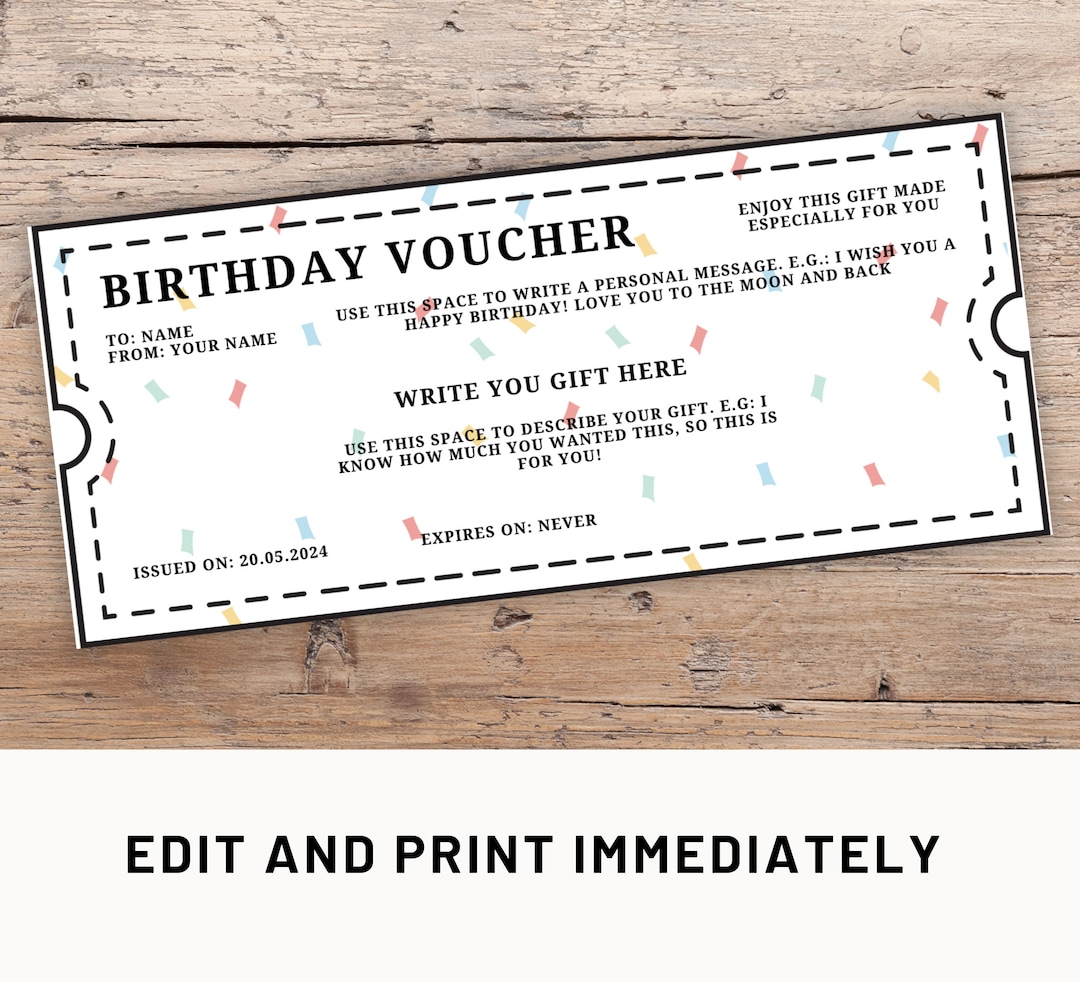 Birthday Gift Coupon Editable Gift Coupon Template Canva Birthday ...